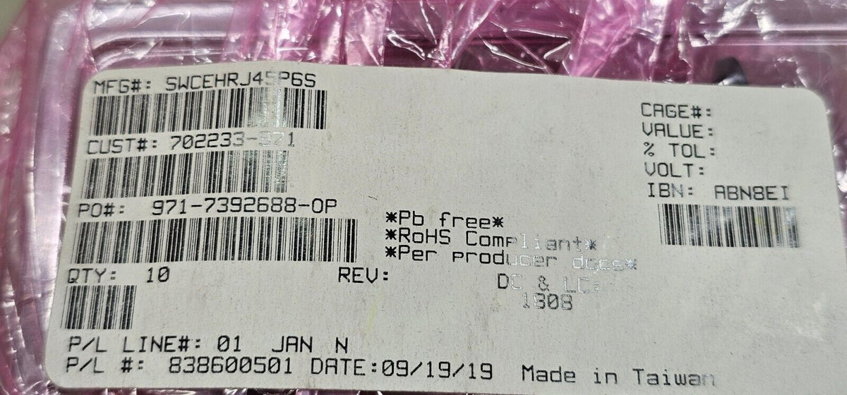 Switchcraft EHRJ45P6S EH Series RJ45 Cat 6 Shielded Feedthru ...