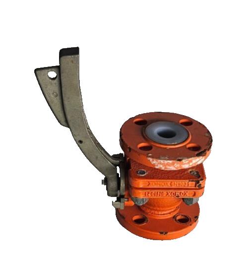 Xomox XLB12A PFA Lined Ball Valve, 150#, RF, NPS, 120PSI, 1" ID, 4.25 ...