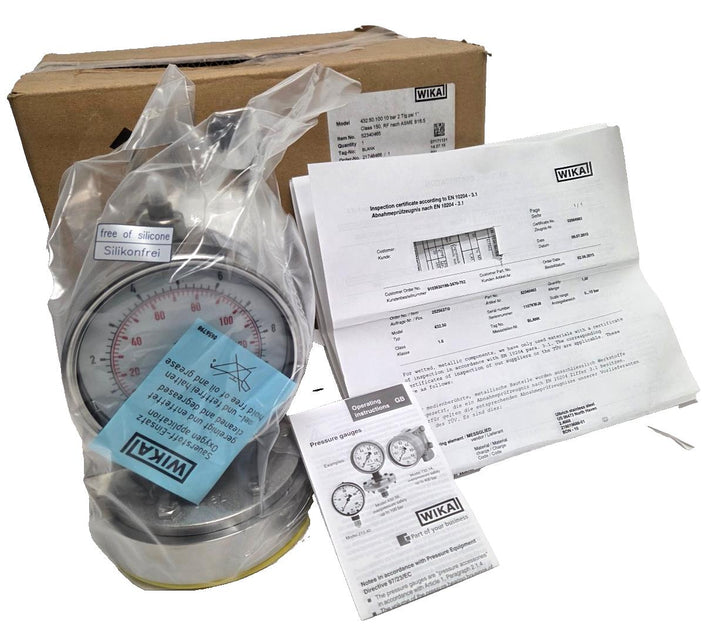 Sealed Wika 432.50 1" 150# RF Flanged Diaphragm Pressure Gauge 10bar 2 ...