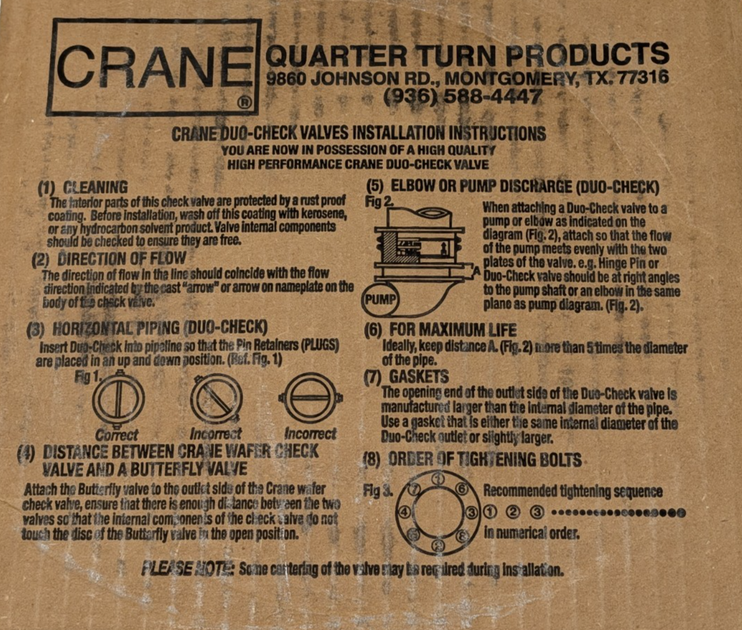 New Crane 4” Duo-Chek II High Performance Check Valve 14630-000-43 G15 ...