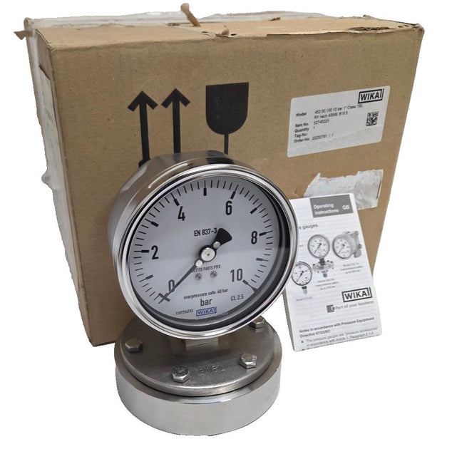 Wika 432.50 Flanged Diaphragm Pressure Gauge, 1" cnx, 10bar, 150# RF ...