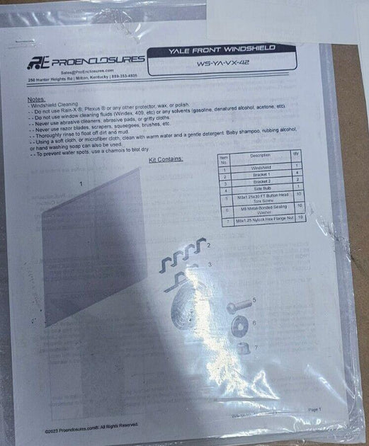Pro Enclosures WS-YA-VX-42 Windshield Enclosure Kit For Hyster Yale Fo ...