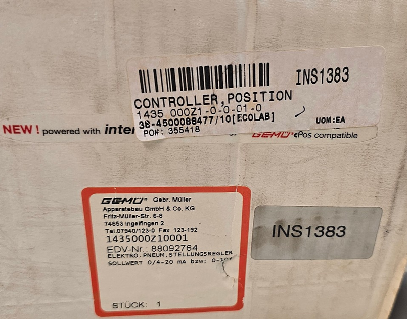 GEMU 1435 ePos Intelligent Positioner 1435000Z10001 #88092764 24V DC 4 ...